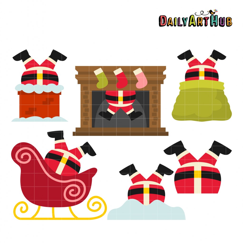 Stuck Santa Clip Art Set – Daily Art Hub // Graphics, Alphabets & SVG