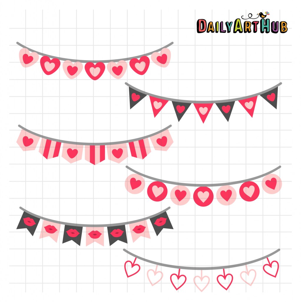 Valentines Day Bunting Clip Art Set – Daily Art Hub // Graphics ...