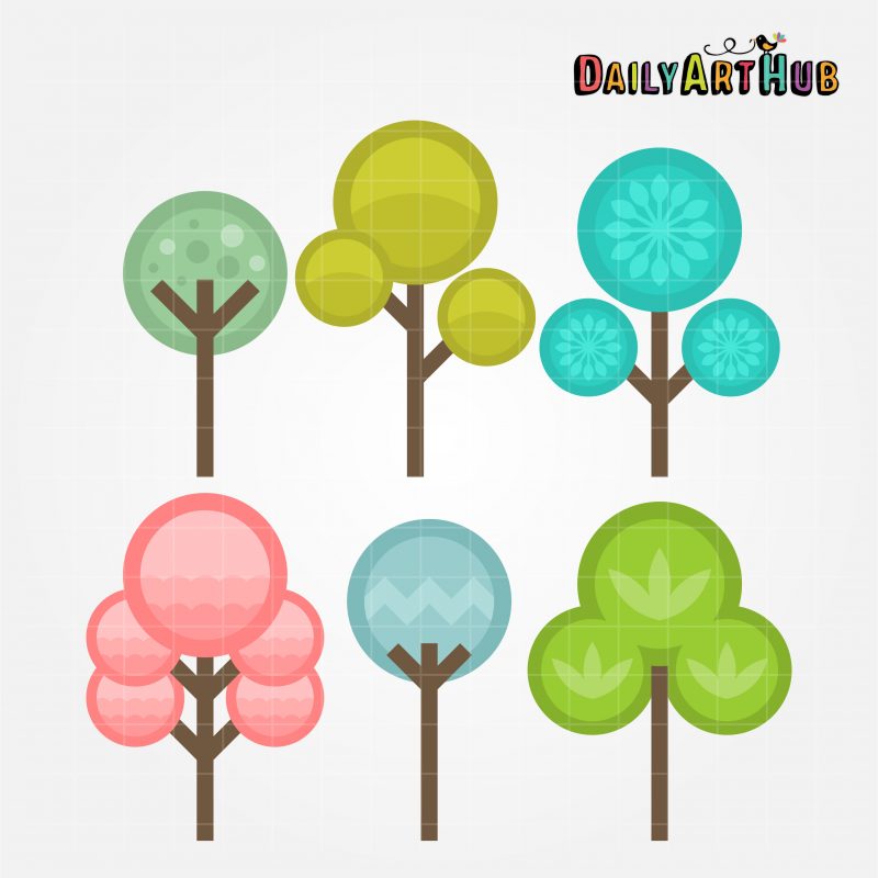 Circle Trees Clip Art Set | Daily Art Hub - Free Clip Art Everyday