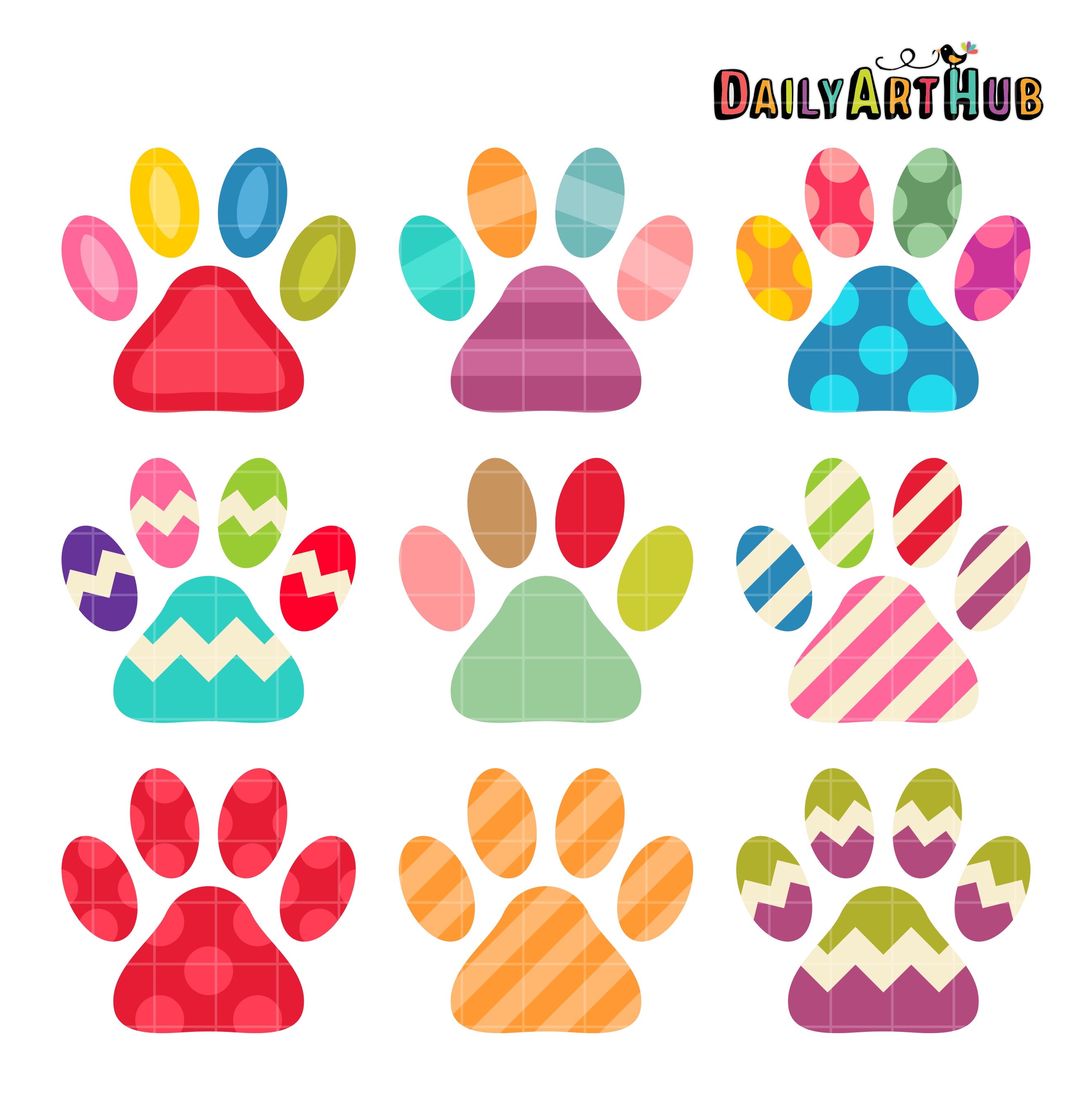 Colorful Cat Paws Clip Art Set – Daily Art Hub – Free Clip Art Everyday