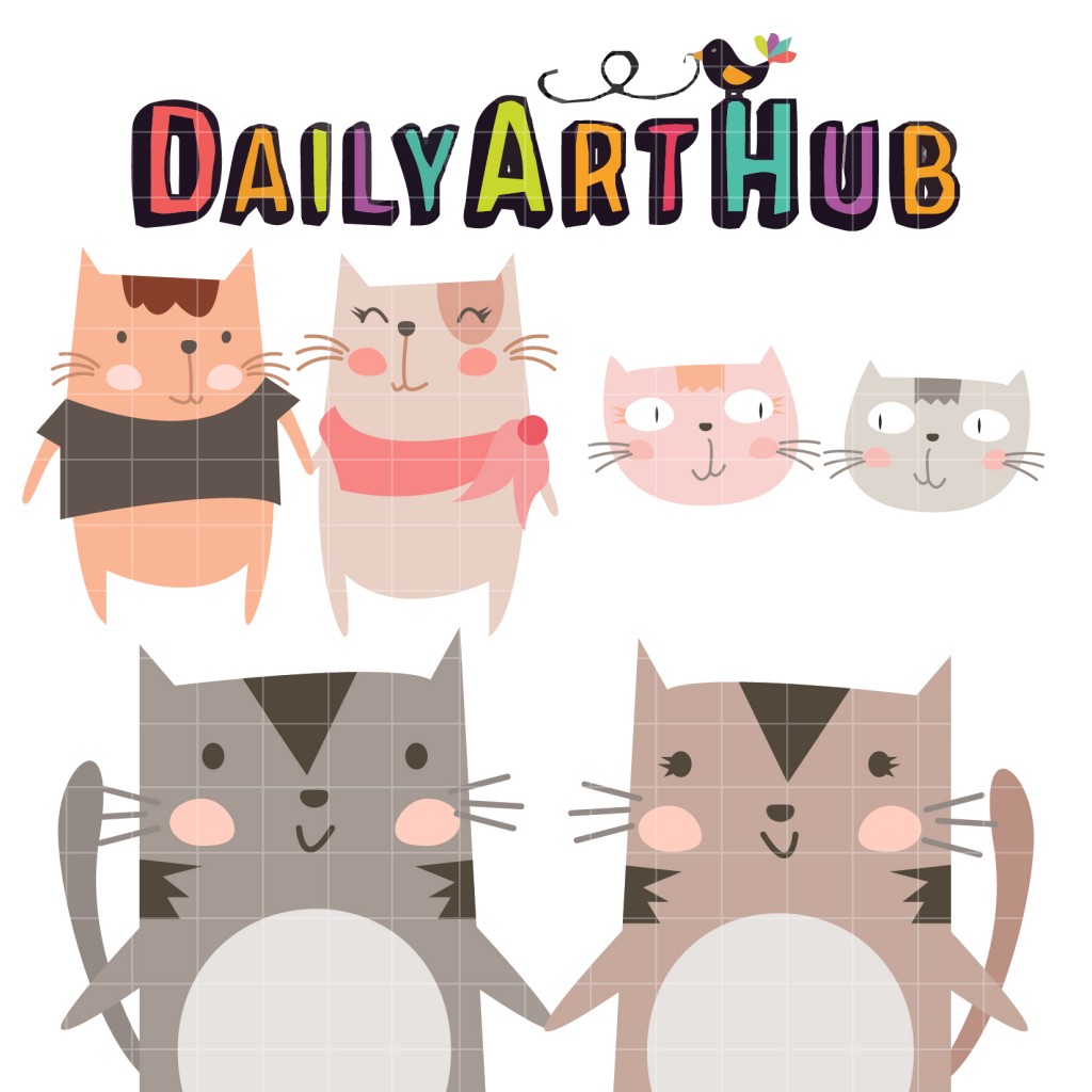 Cute Couple Cats Clip Art Set – Daily Art Hub // Graphics, Alphabets & SVG