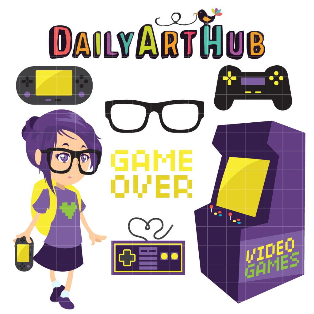 Cute Geek Girl Clip Art Set – Daily Art Hub // Graphics, Alphabets & SVG