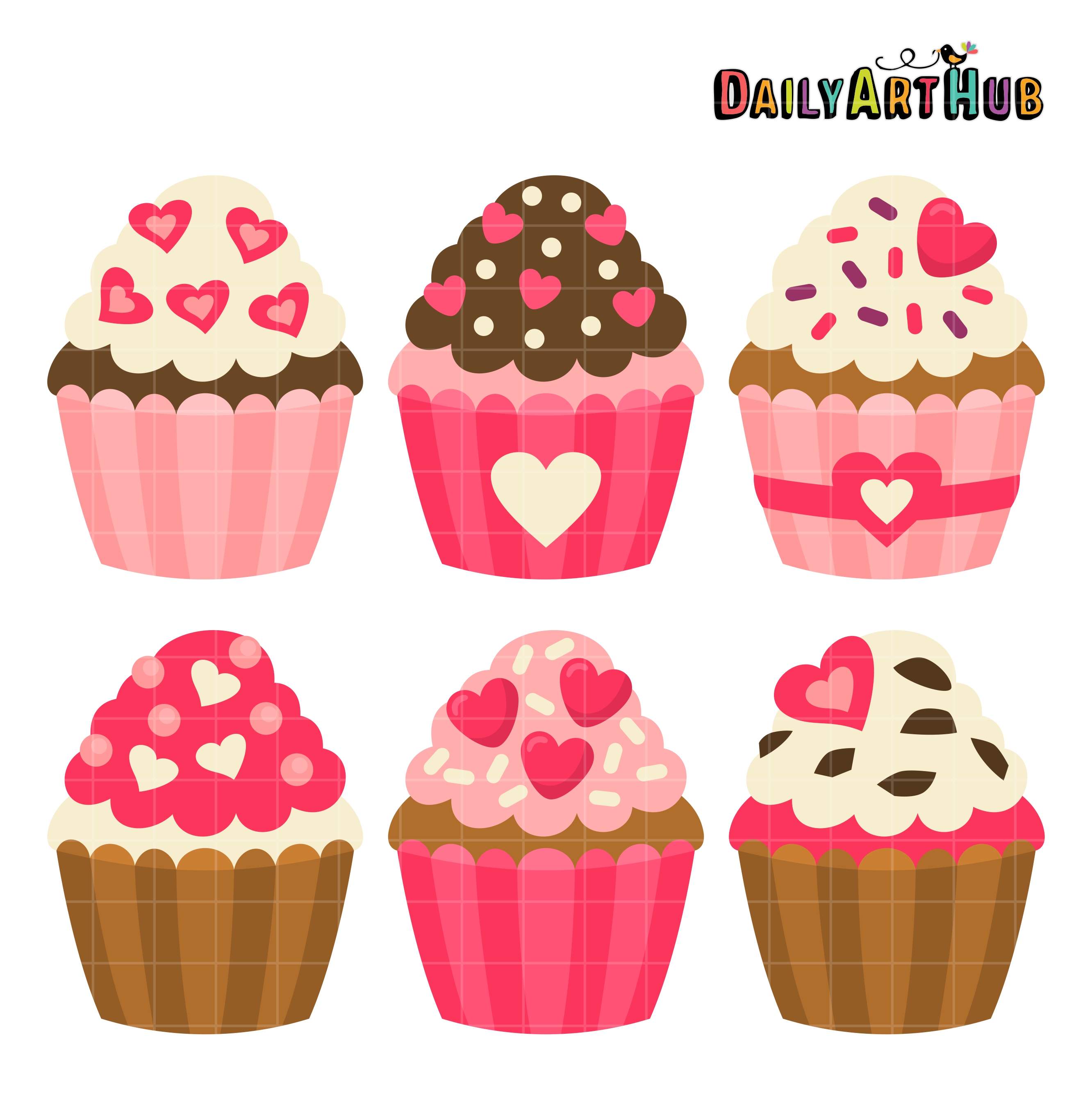 Heart Cupcakes Clip Art Set – Daily Art Hub – Free Clip Art Everyday