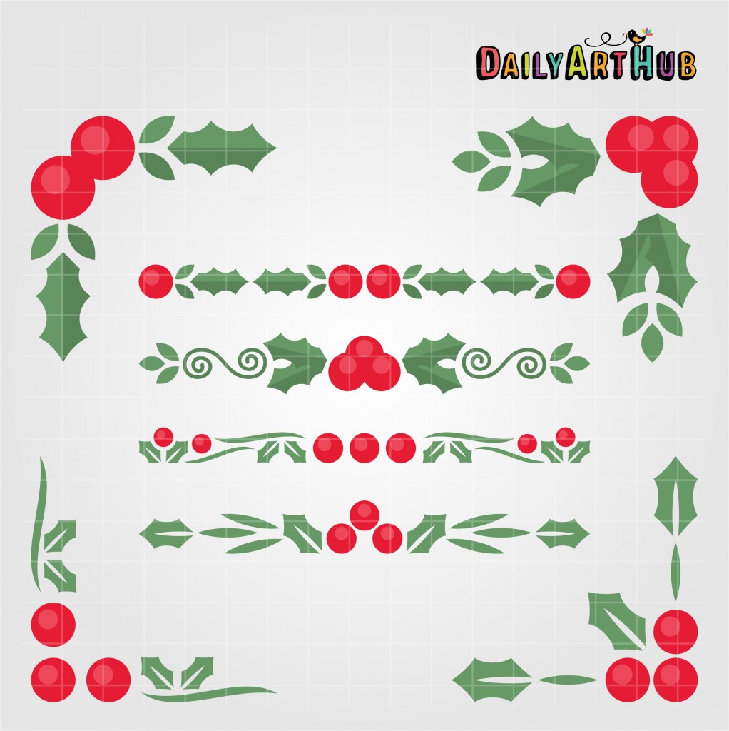 Holly Borders And Corners Clip Art Set – Daily Art Hub // Graphics ...