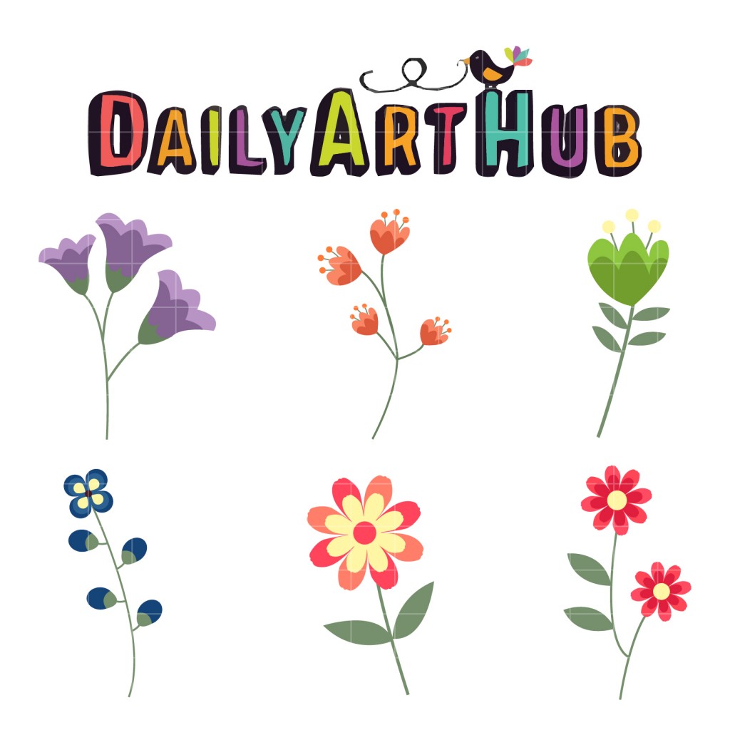 Simple Flower Clip Art Set – Daily Art Hub // Graphics, Alphabets & SVG
