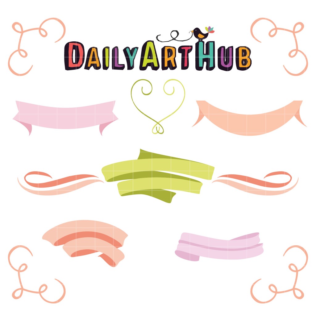 Simple Ribbon Banners Clip Art Set – Daily Art Hub // Graphics ...