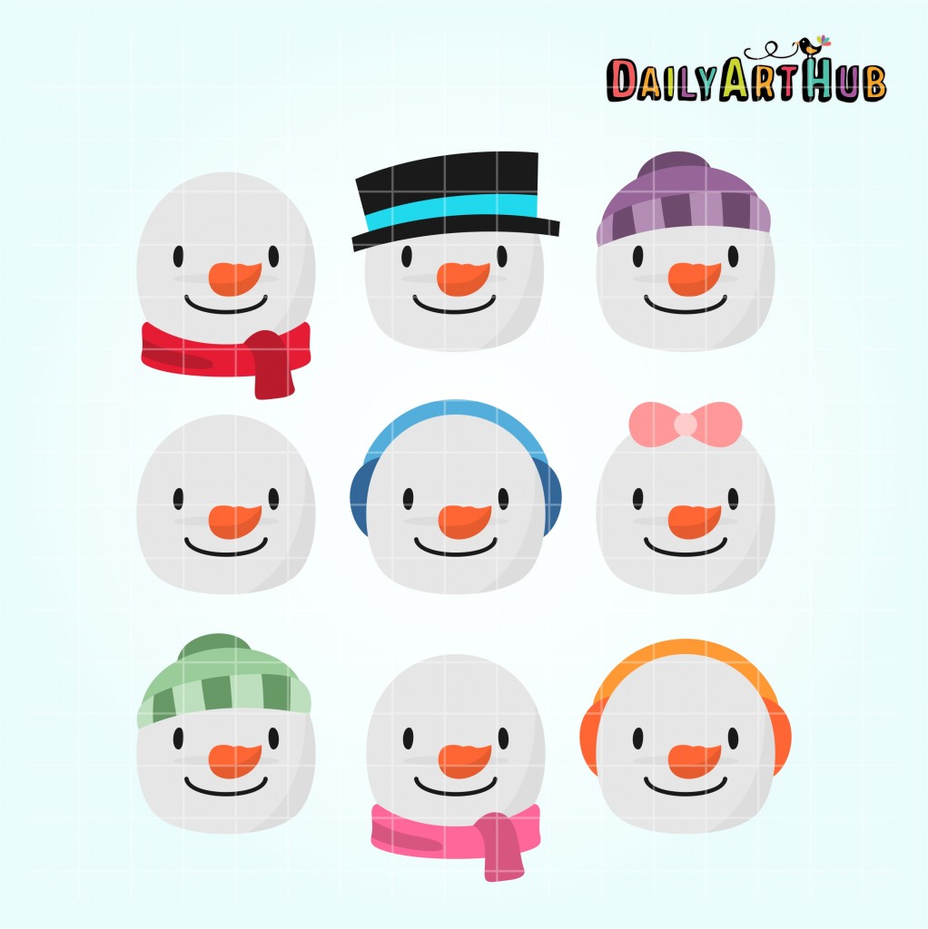 Snowman Heads Clip Art Set – Daily Art Hub // Graphics, Alphabets & SVG