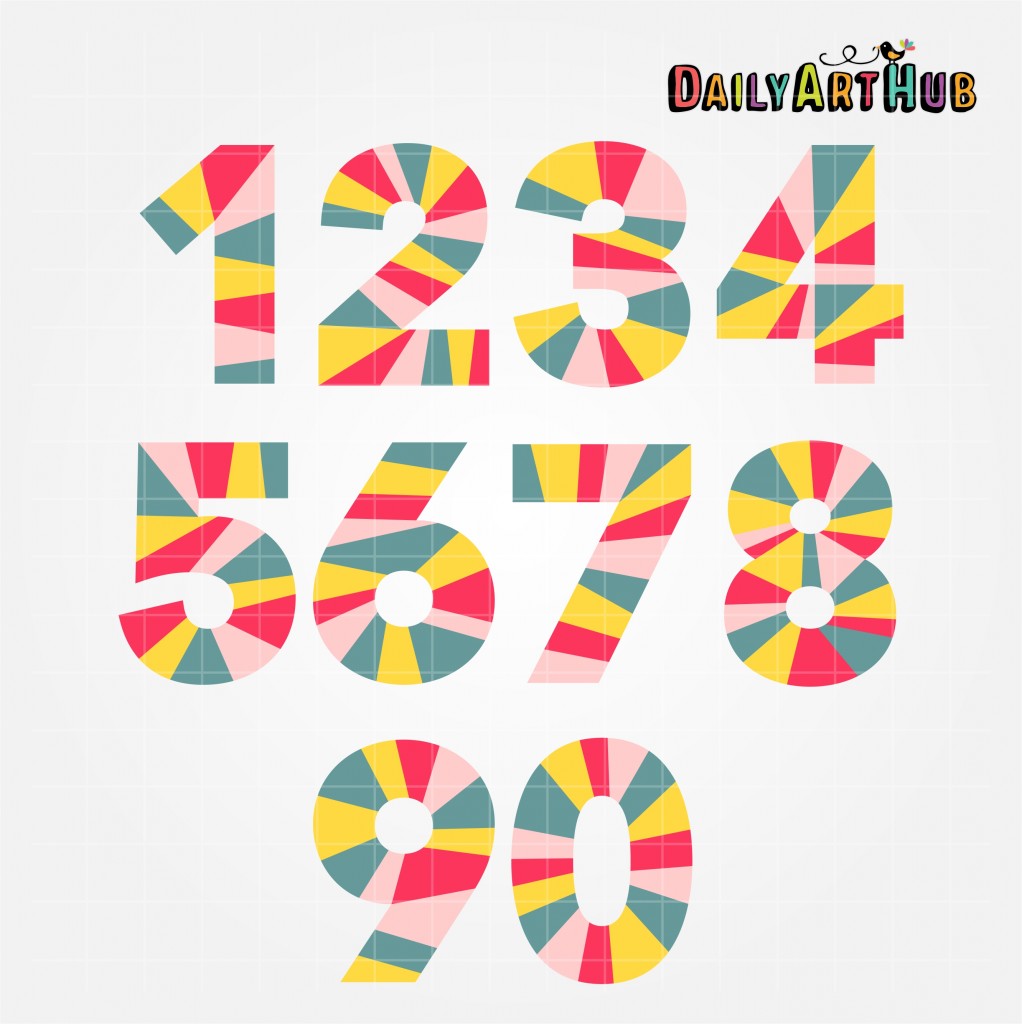 Stripe Numbers Clip Art Set – Daily Art Hub // Graphics, Alphabets & SVG