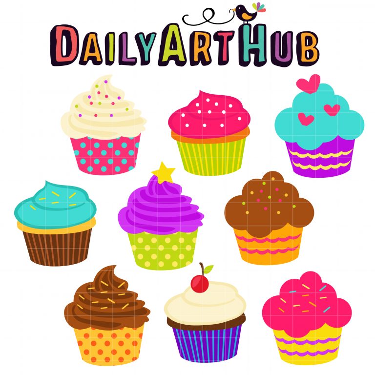 Party Cupcakes Clip Art Set – Daily Art Hub // Graphics, Alphabets & SVG