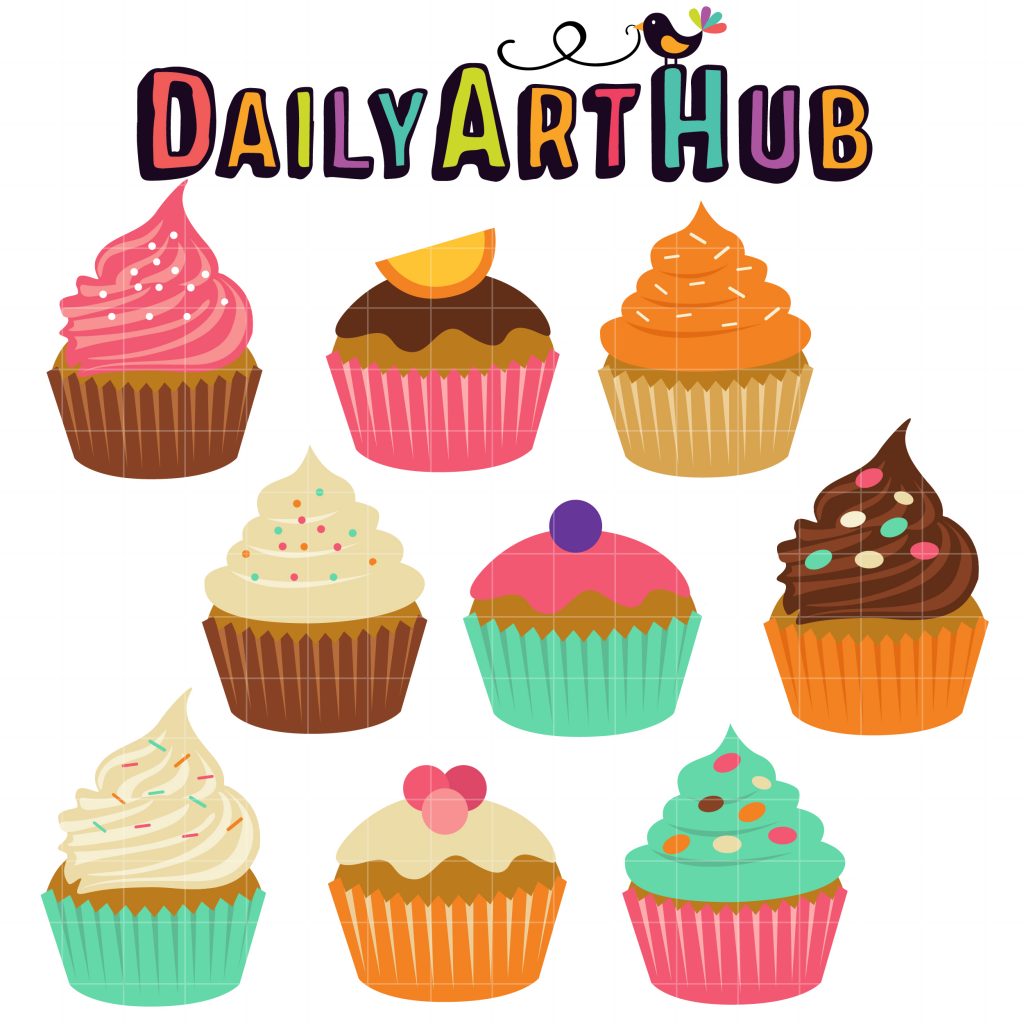 Sweet Cupcakes Clip Art Set – Daily Art Hub // Graphics, Alphabets & SVG