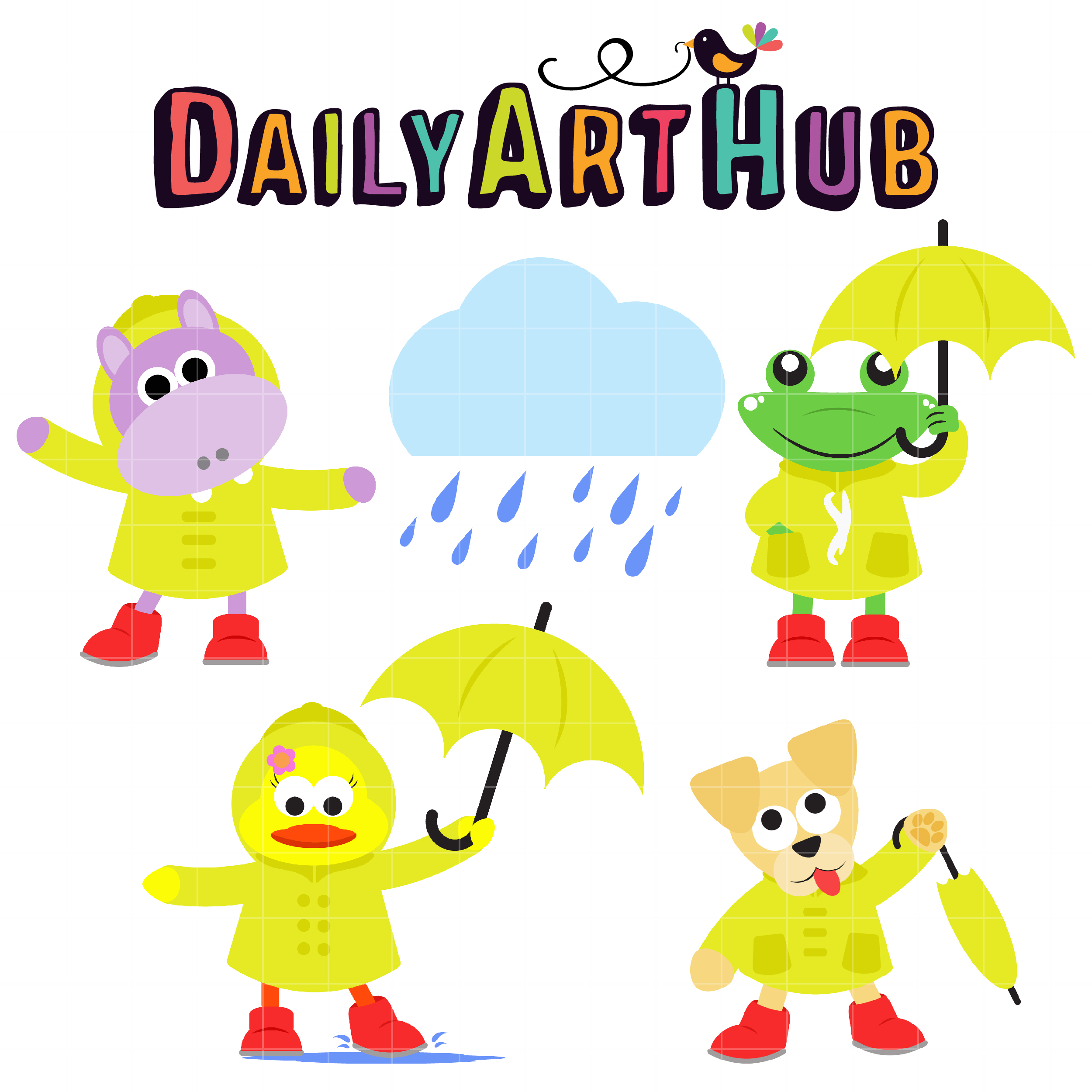 Rainy Day Animals Clip Art Set – Daily Art Hub – Free Clip Art Everyday