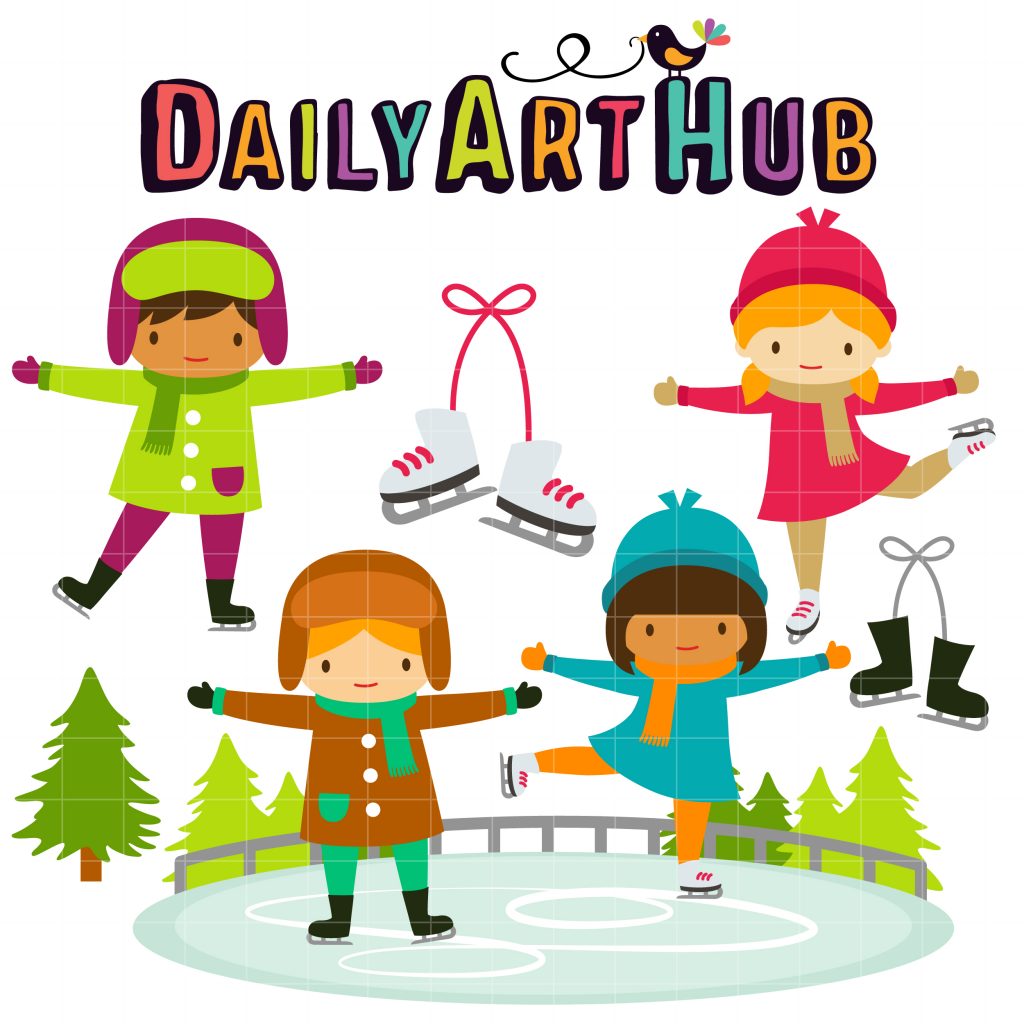 Ice Skating Kids Clip Art Set – Daily Art Hub // Graphics, Alphabets & SVG