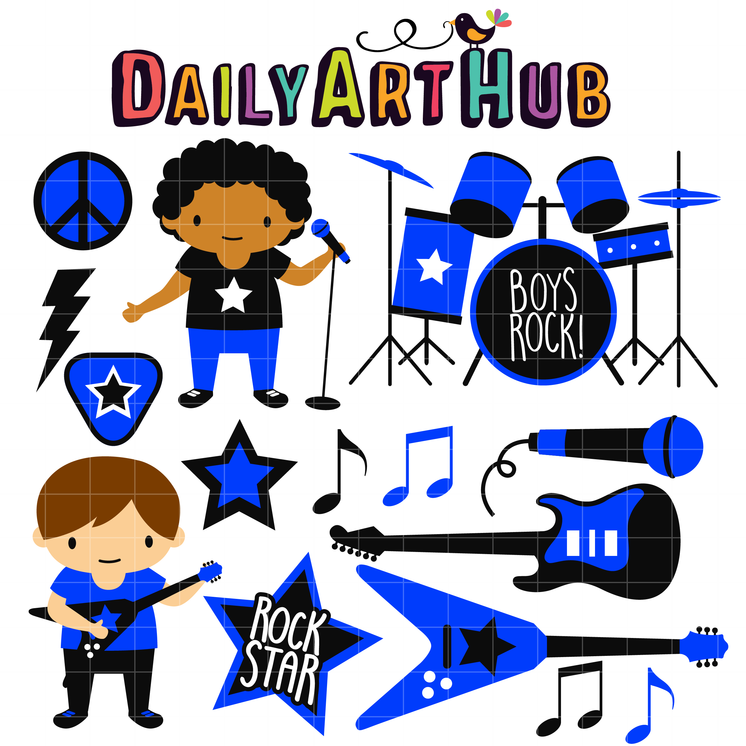 Boy Rockstars Clip Art Set – Daily Art Hub – Free Clip Art Everyday