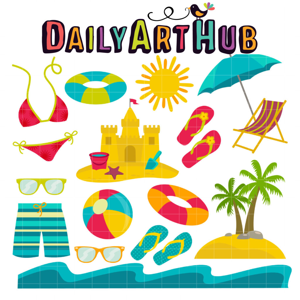 Beach Vacation Clip Art Set – Daily Art Hub // Graphics, Alphabets & SVG
