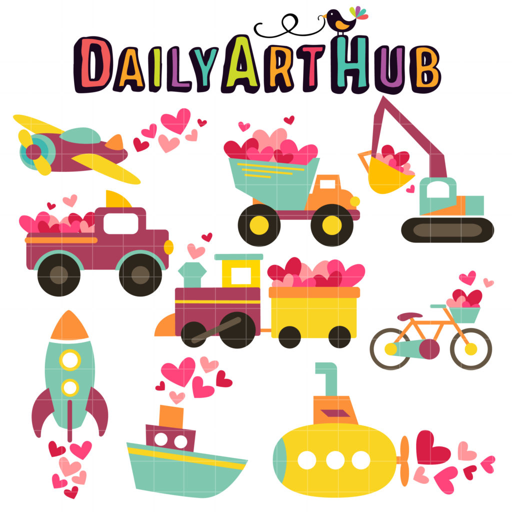 Valentine Vehicles Clip Art Set – Daily Art Hub // Graphics, Alphabets ...