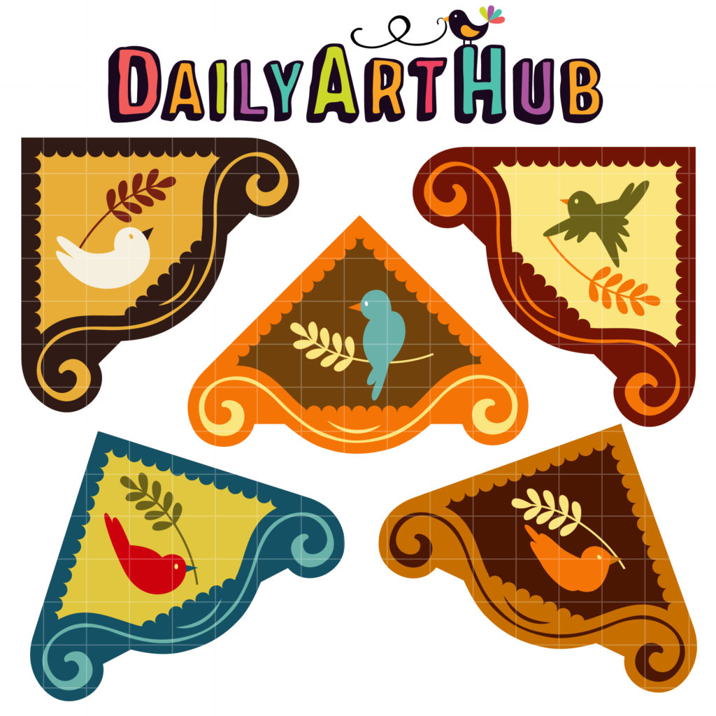 Folk Birds Corner Bookmarks Clip Art Set – Daily Art Hub // Graphics ...