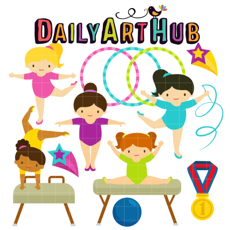 Little Gymnast Girls Clip Art Set – Daily Art Hub // Graphics, Alphabets & SVG