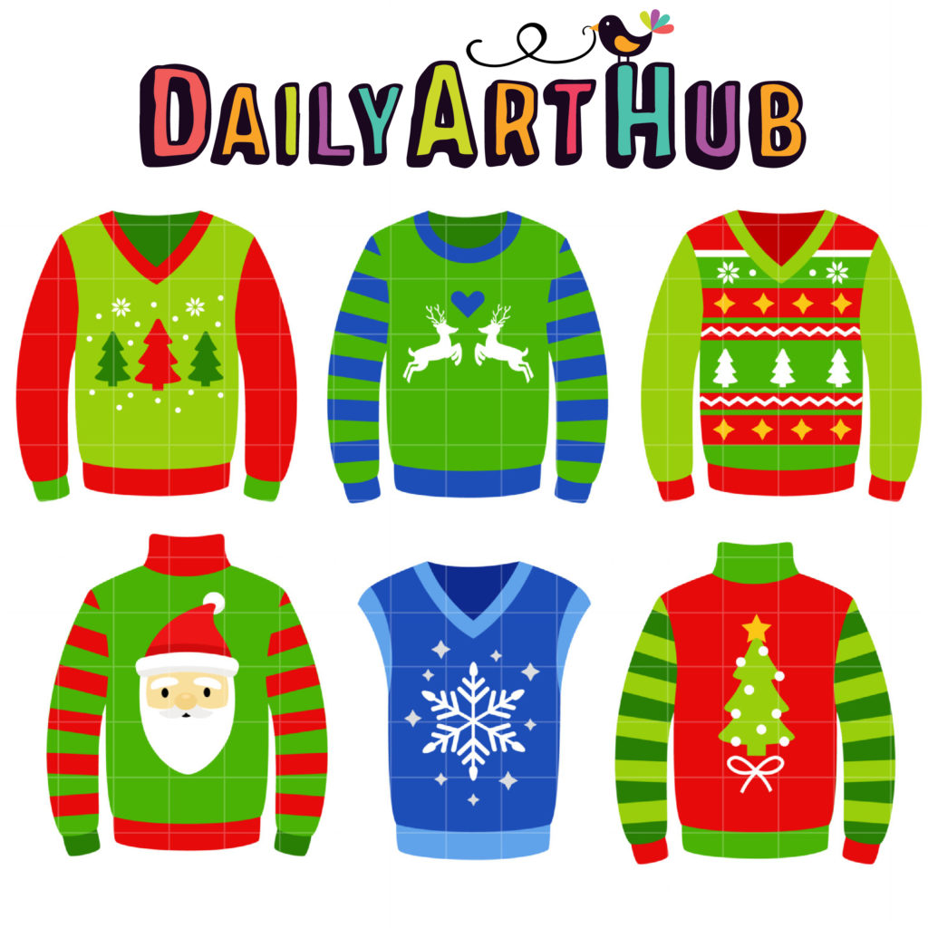 Ugly Christmas Sweaters Clip Art Set – Daily Art Hub // Graphics ...