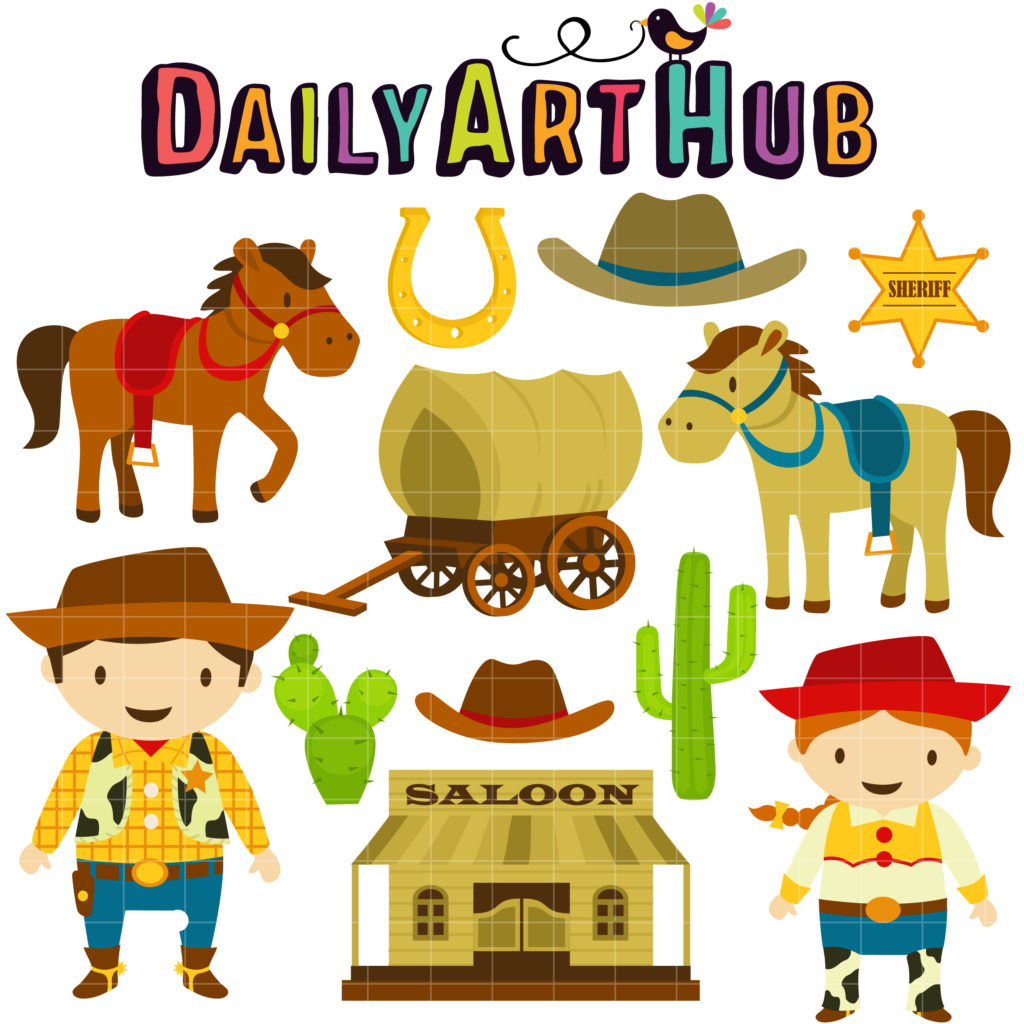 Wild West Cowboy Clip Art Set – Daily Art Hub // Graphics, Alphabets & SVG