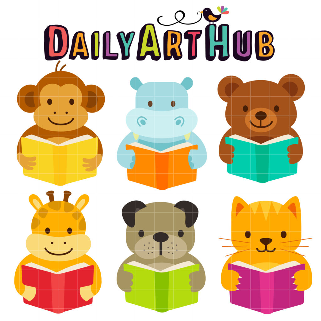 Cute Reading Animals Clip Art Set – Daily Art Hub // Graphics ...