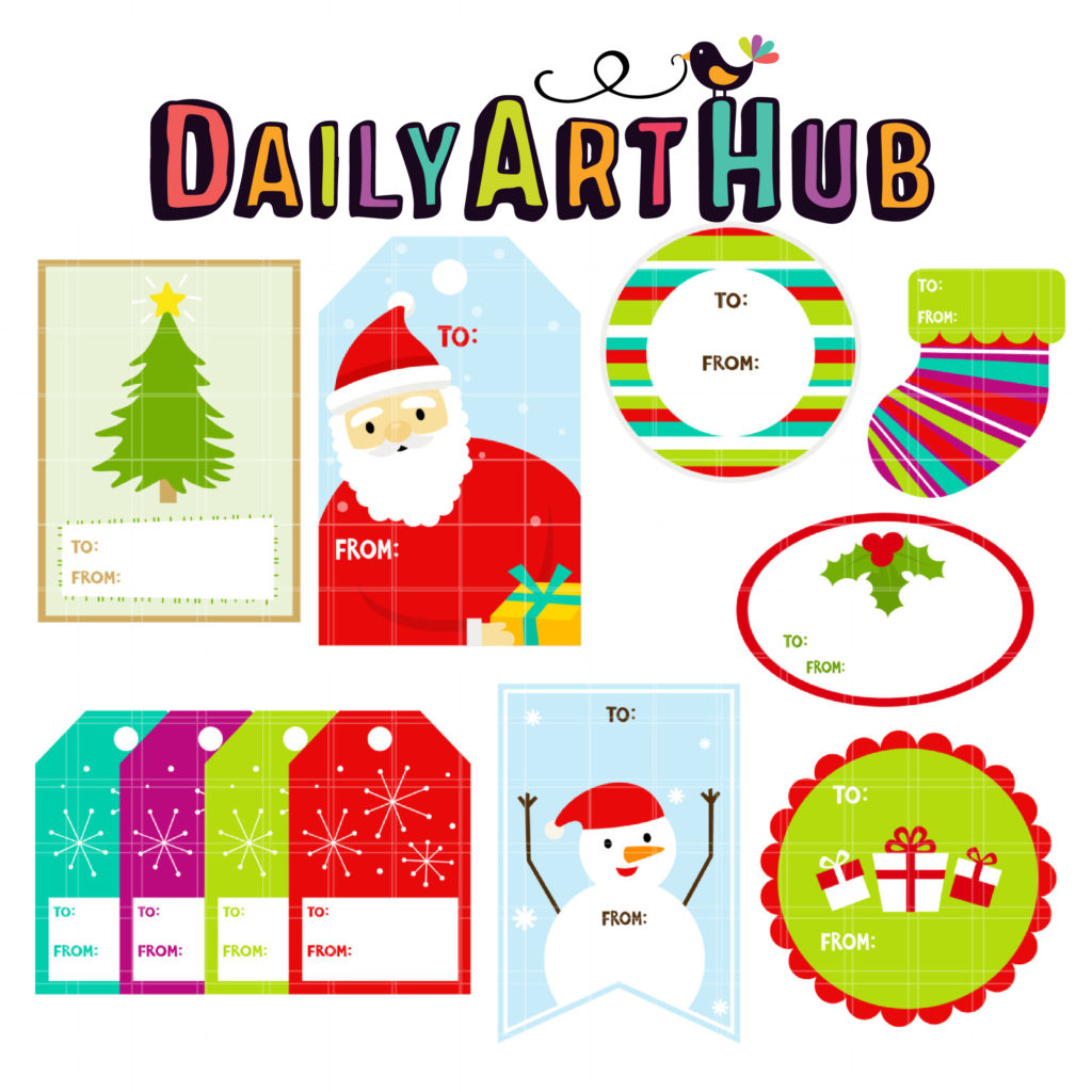 Holiday Gift Tags Clip Art Set – Daily Art Hub // Graphics, Alphabets & SVG