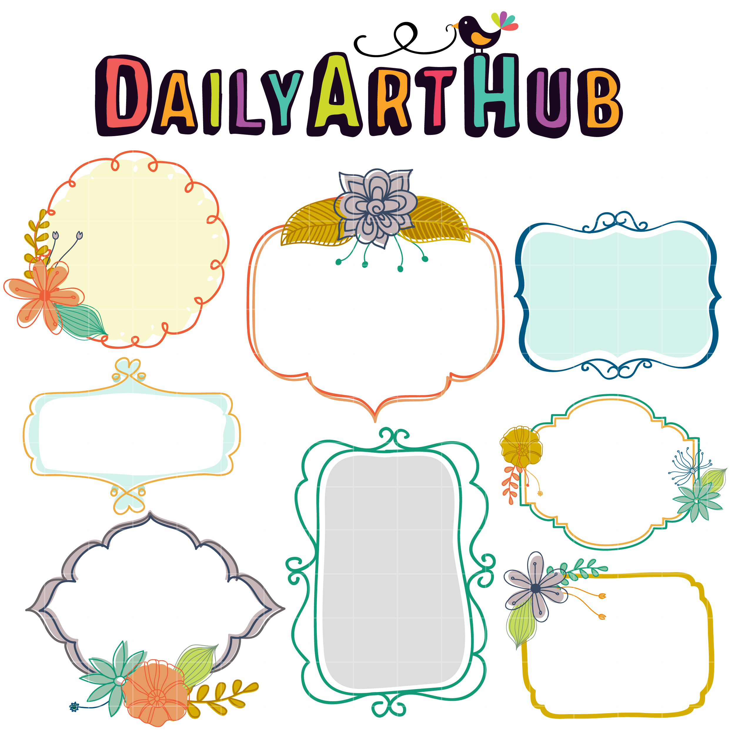 Doodle Floral Frames Clip Art Set – Daily Art Hub – Free Clip Art Everyday