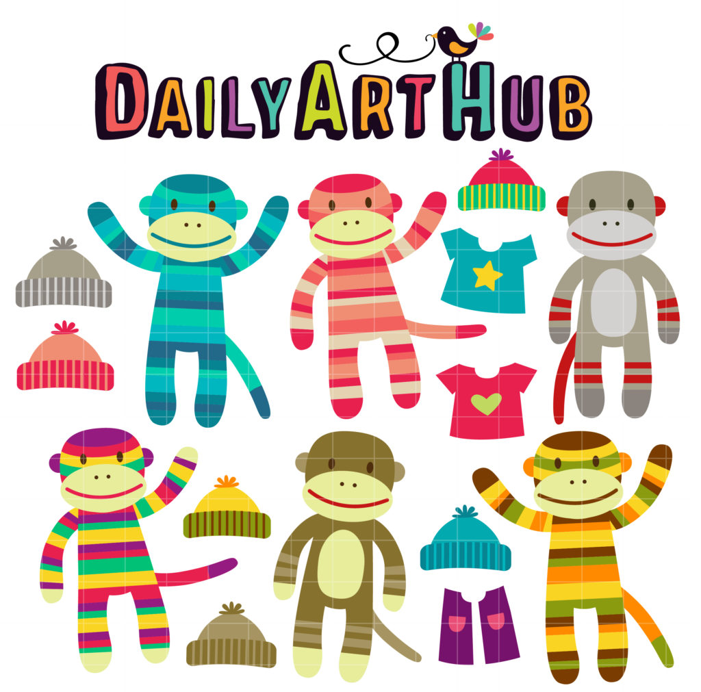 Sock Monkey Clip Art Set – Daily Art Hub // Graphics, Alphabets & SVG