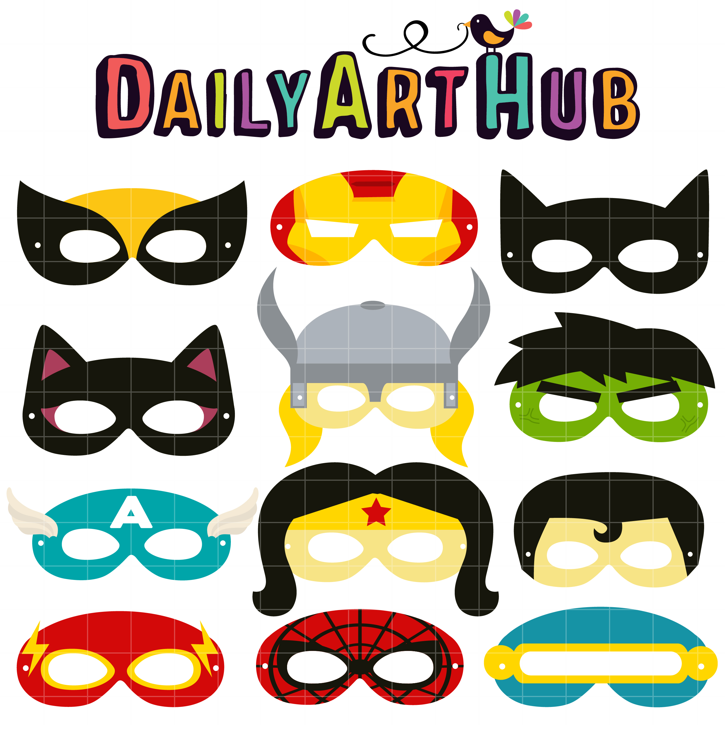Super Heroes Party Mask Clip Art Set – Daily Art Hub – Free Clip Art ...