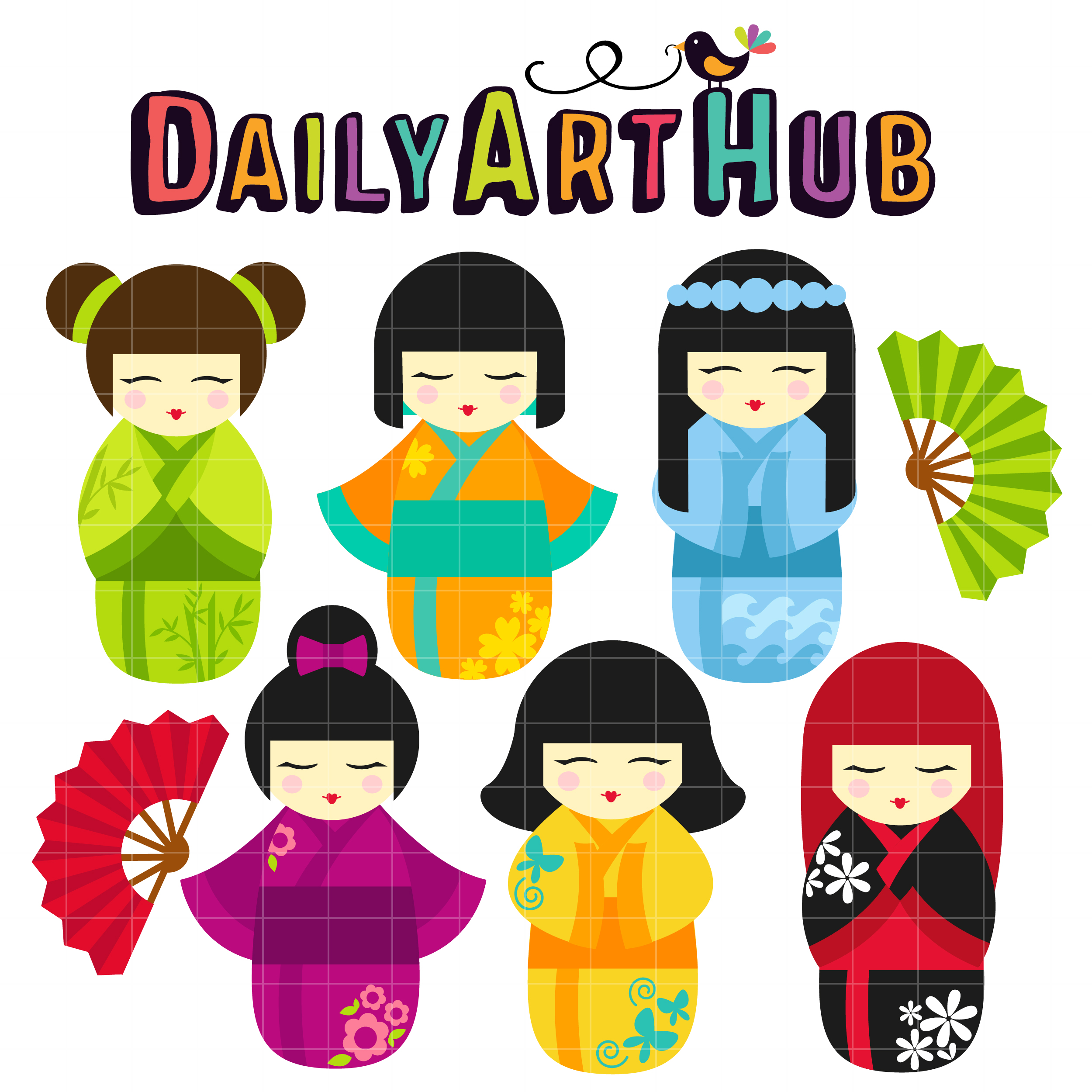 Kokeshi Dolls Clip Art Set – Daily Art Hub – Free Clip Art Everyday