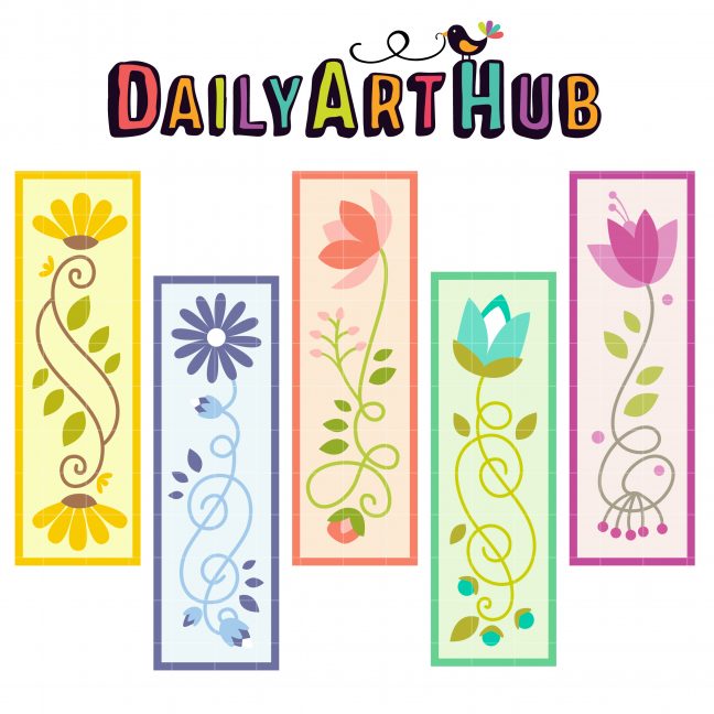 Pretty Blooms Bookmarks Clip Art Set – Daily Art Hub // Graphics ...