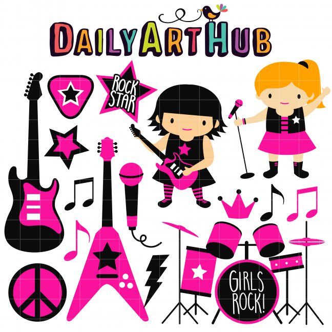 Girl Rockstars Clip Art Set – Daily Art Hub // Graphics, Alphabets & SVG
