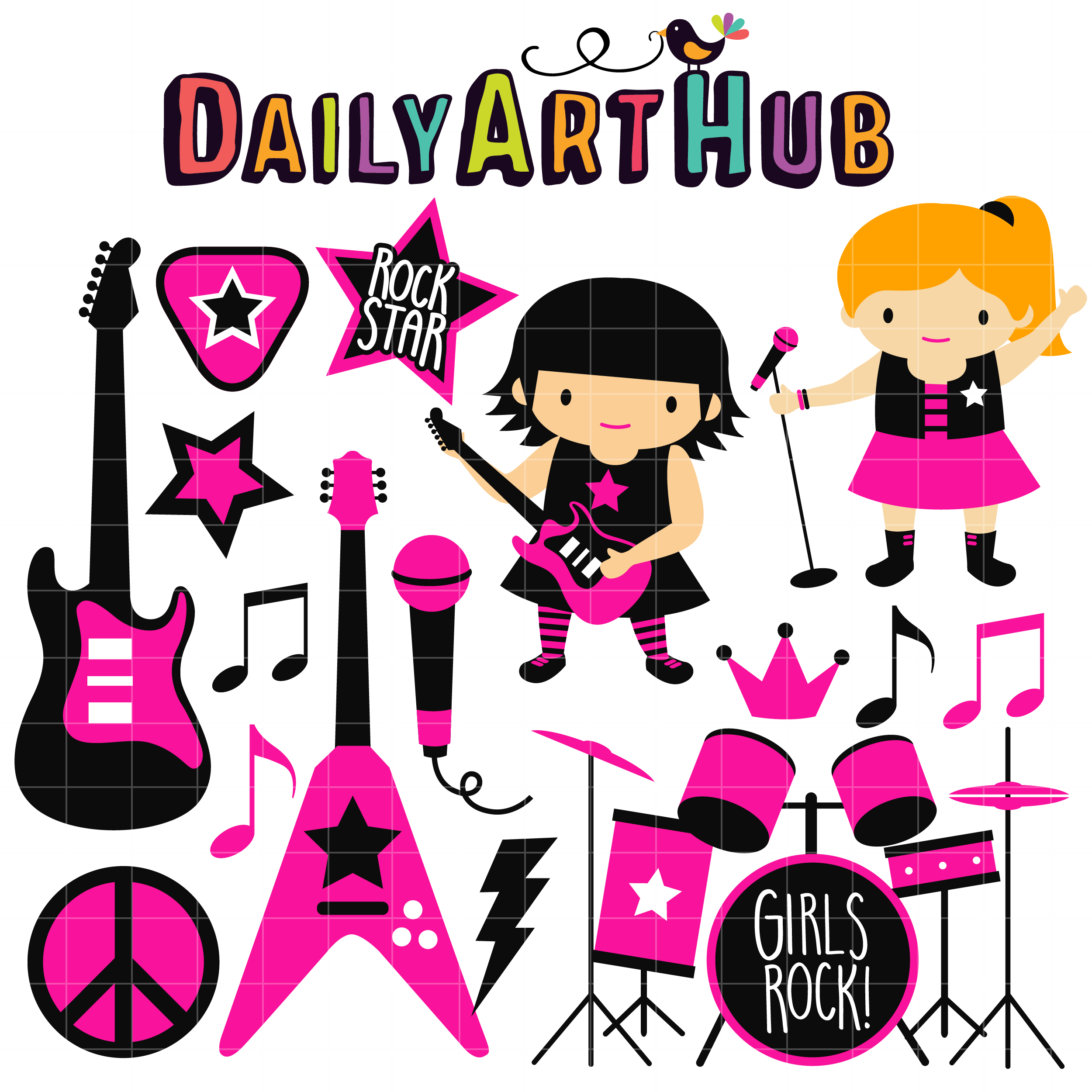 Girl Rockstars Clip Art Set – Daily Art Hub – Free Clip Art Everyday