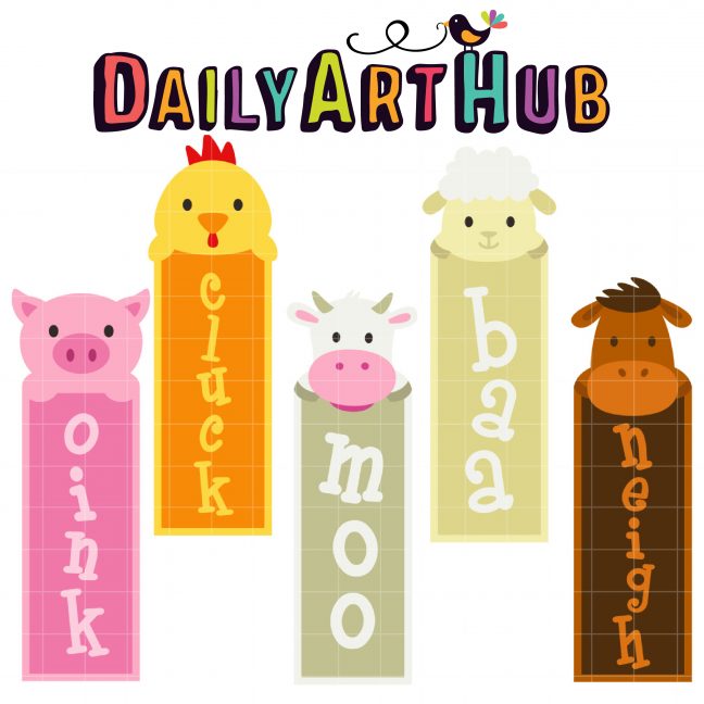 Cute Farm Animal Bookmark Clip Art Set – Daily Art Hub // Graphics ...