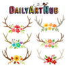 Floral Antlers Clip Art Set – Daily Art Hub – Free Clip Art Everyday