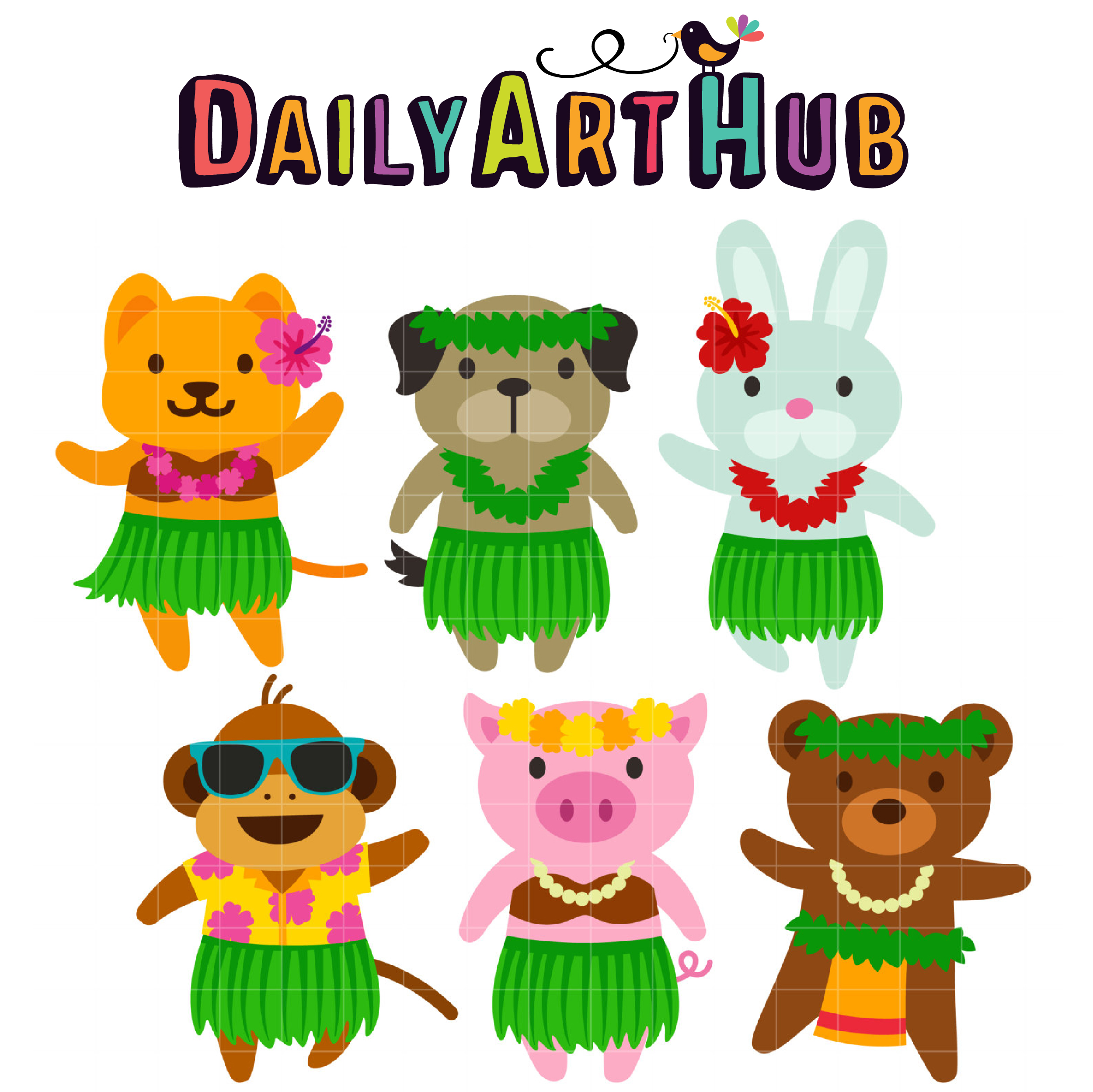 Hula Animals Clip Art Set – Daily Art Hub – Free Clip Art Everyday