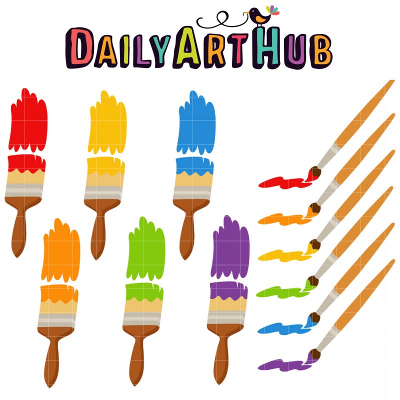 Paintbrushes Clip Art Set | Daily Art Hub - Free Clip Art Everyday