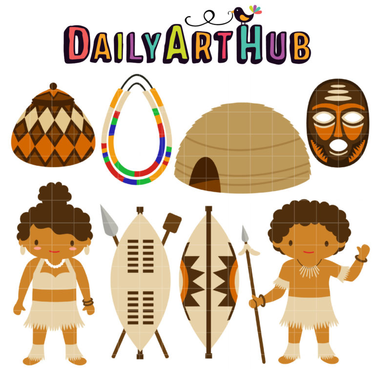 Africa Zulu Tribe Clip Art Set – Daily Art Hub // Graphics, Alphabets & SVG