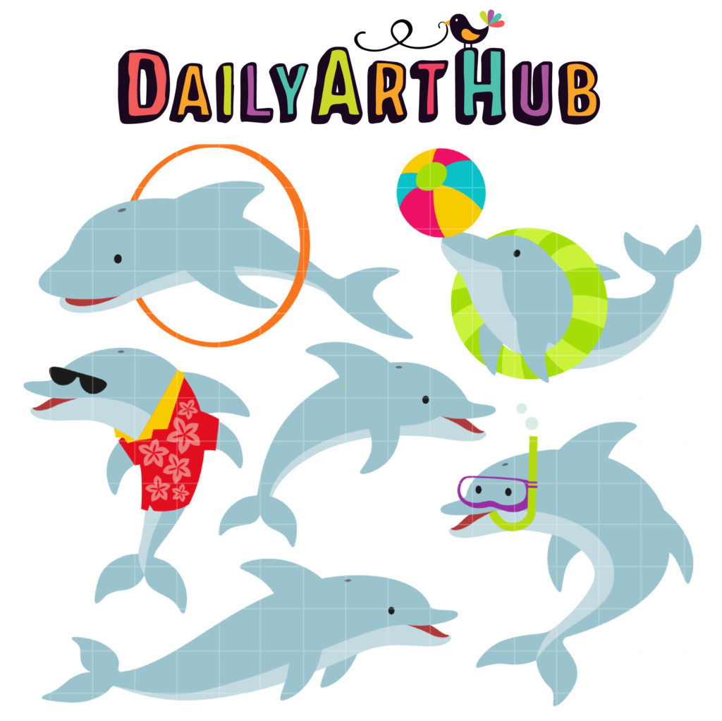 Playful Dolphins Clip Art Set – Daily Art Hub // Graphics, Alphabets & SVG