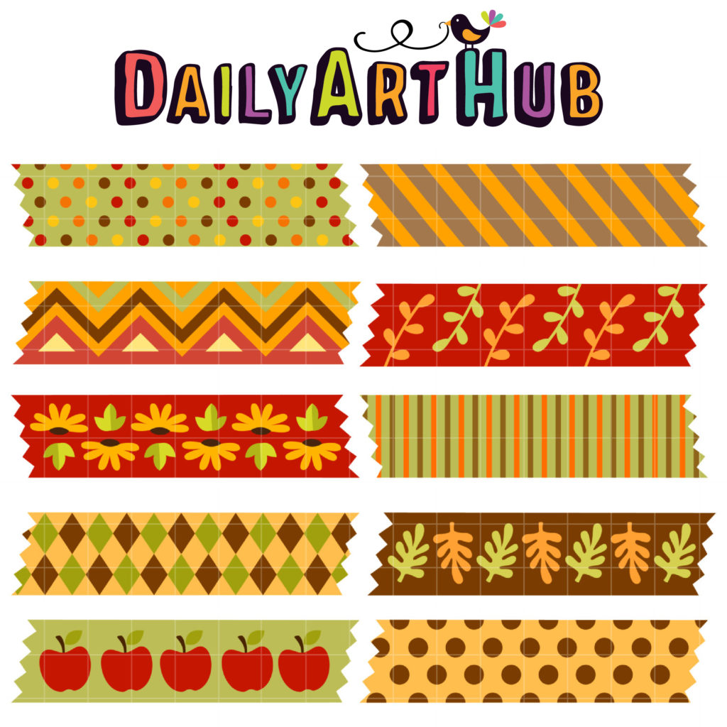 Autumn Washi Tapes Clip Art Set – Daily Art Hub // Graphics, Alphabets ...