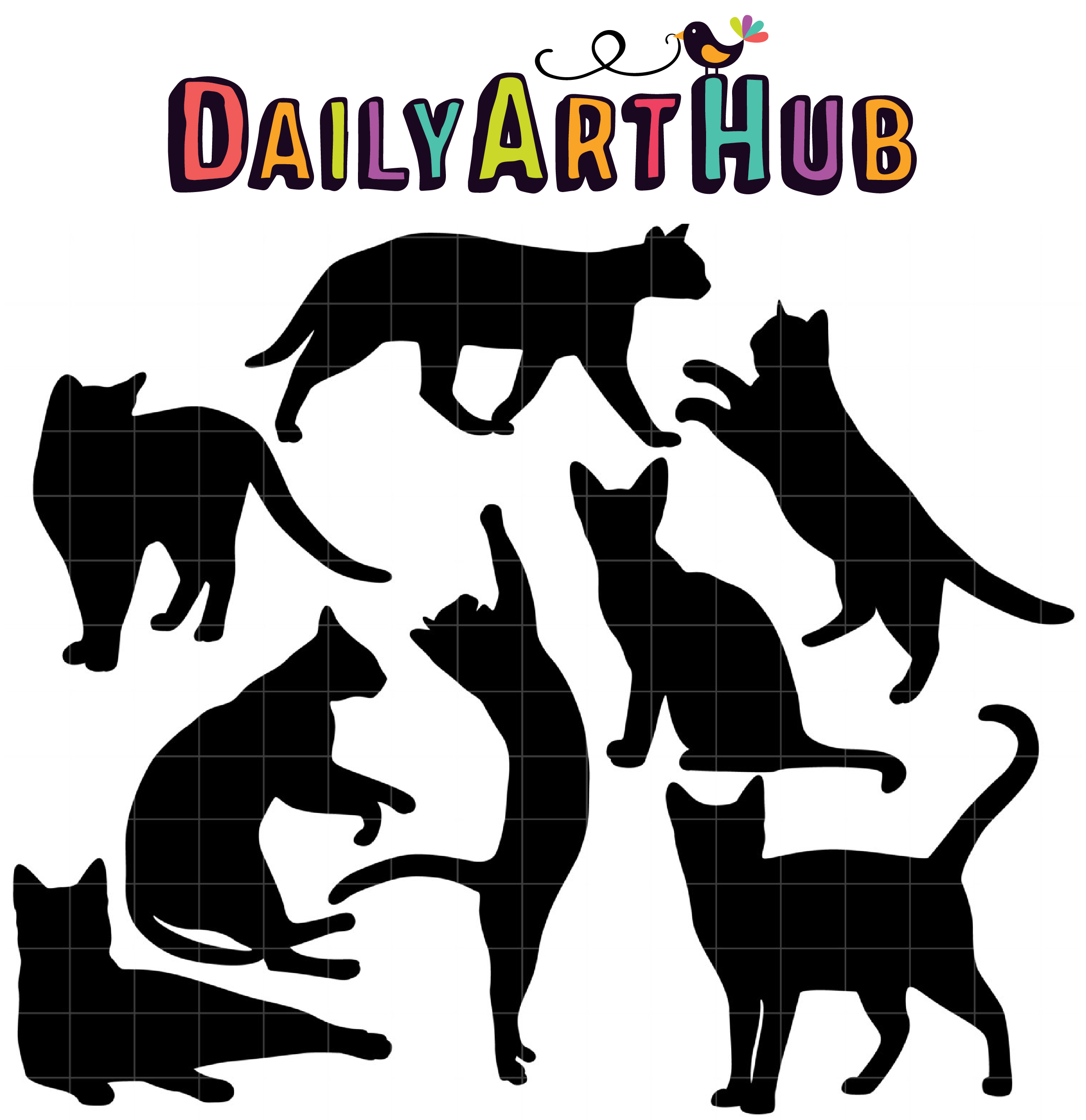Cat Silhouettes Clip Art Set – Daily Art Hub – Free Clip Art Everyday
