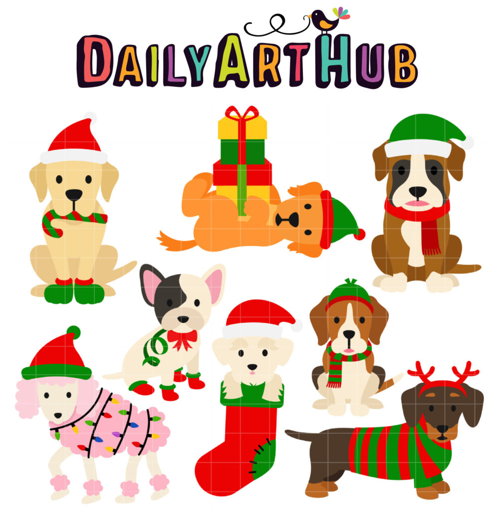 Christmas Doggies 1 Clip Art Set – Daily Art Hub // Graphics, Alphabets ...
