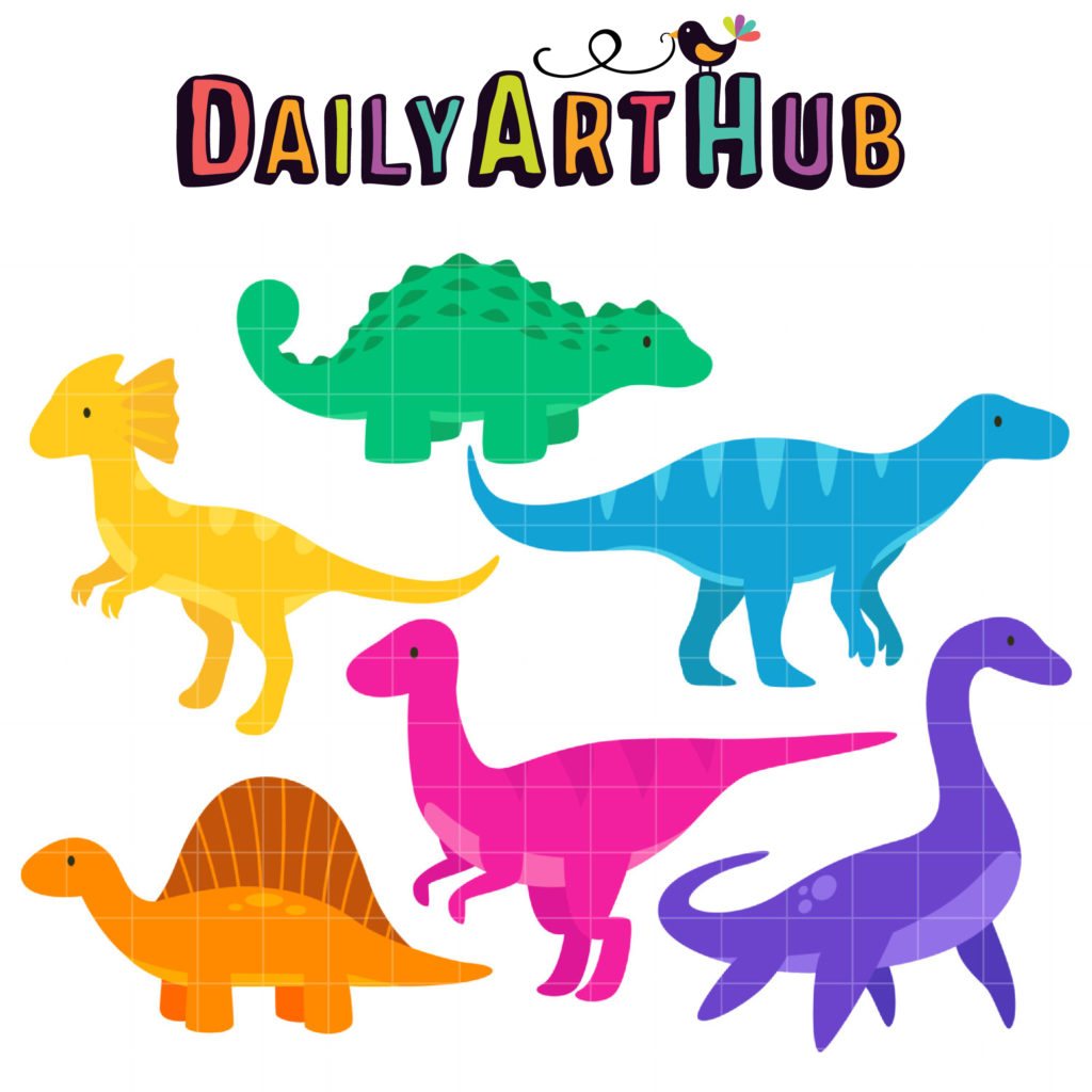 Cute Dinosaurs 2 Clip Art Set – Daily Art Hub // Graphics, Alphabets & SVG