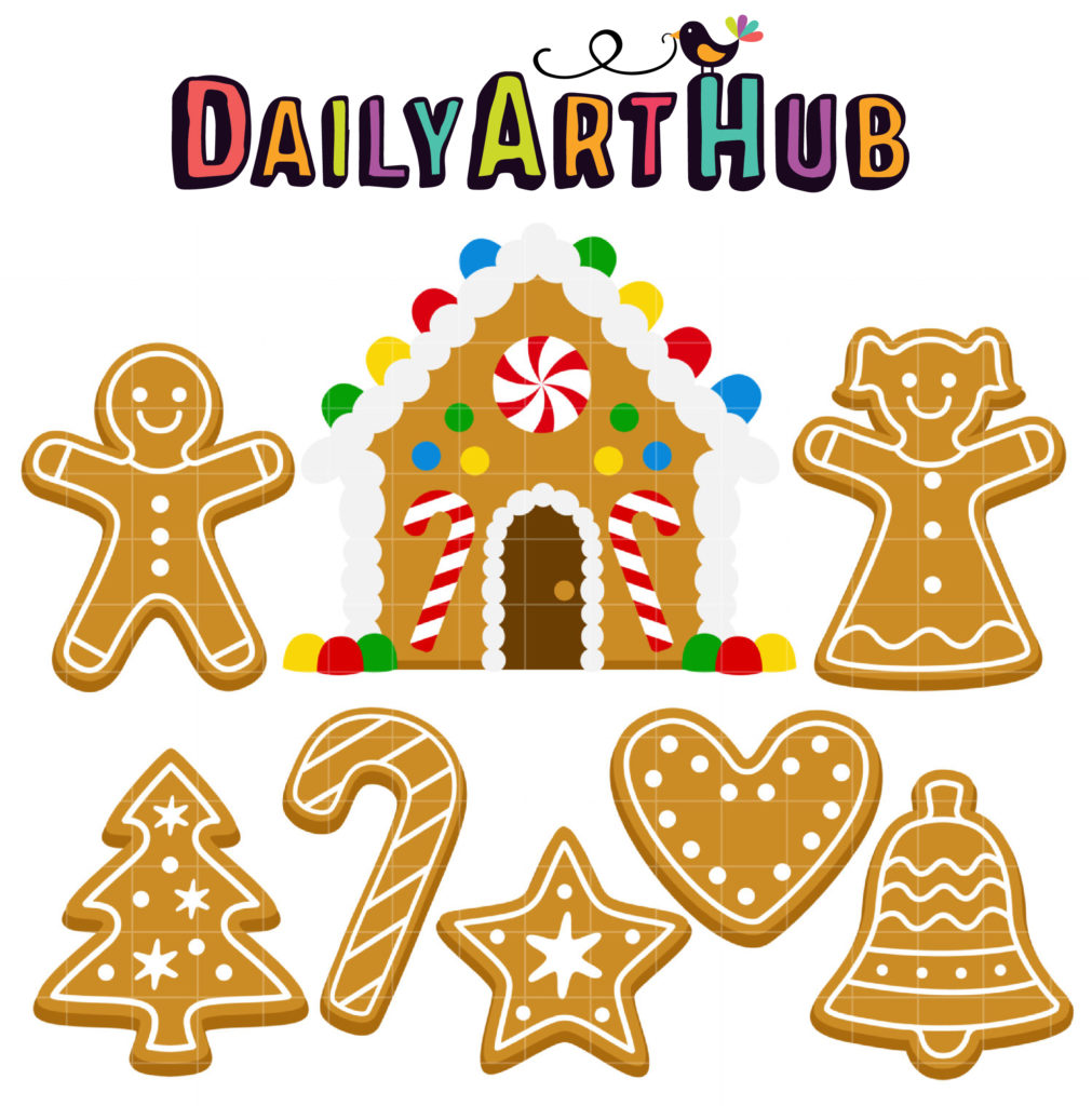 Gingerbread House and Cookies Clip Art Set – Daily Art Hub // Graphics ...