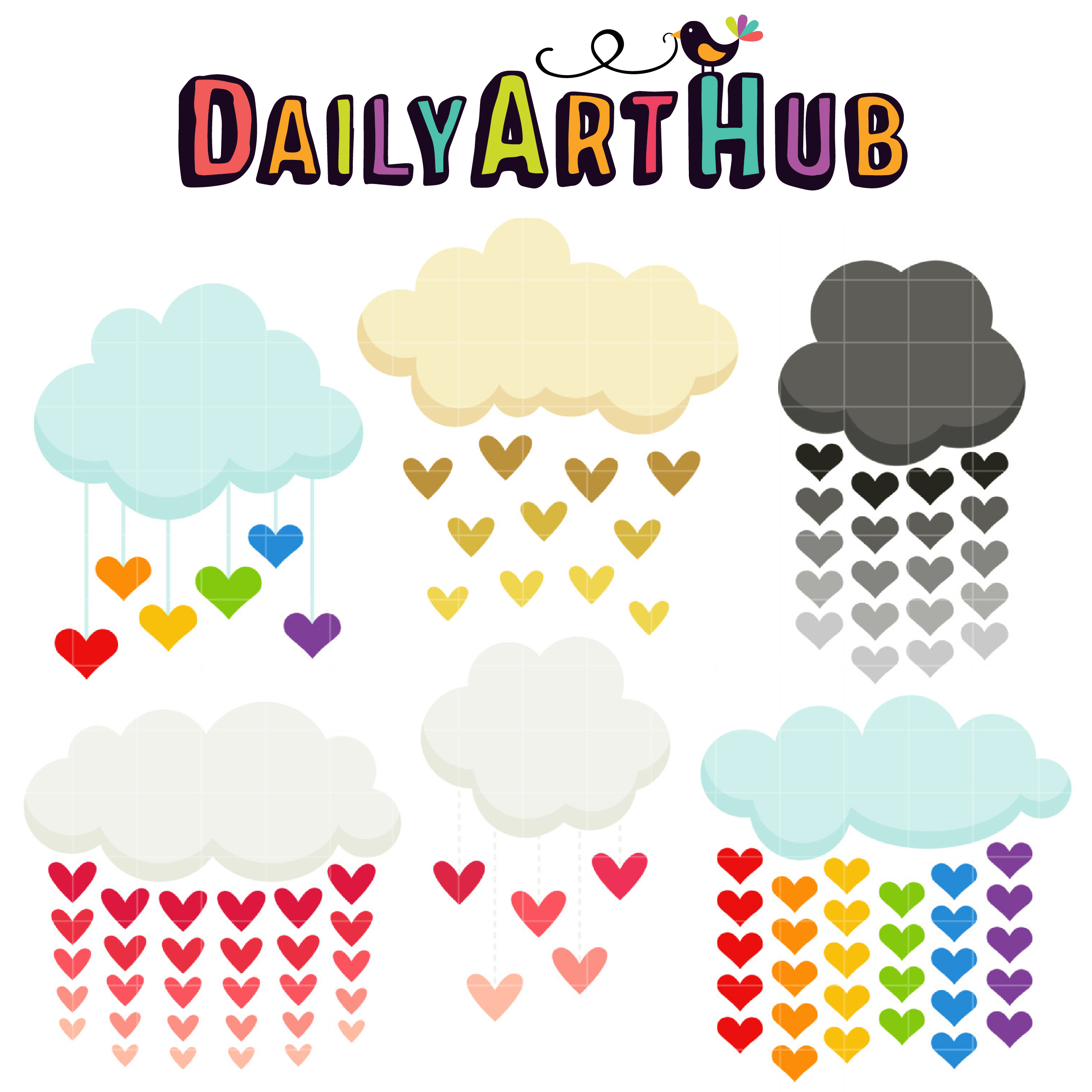 Heart Showers Clip Art Set – Daily Art Hub – Free Clip Art Everyday