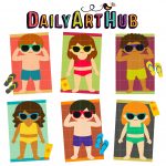 Kiddie Sunbathers Clip Art Set – Daily Art Hub // Graphics, Alphabets & SVG