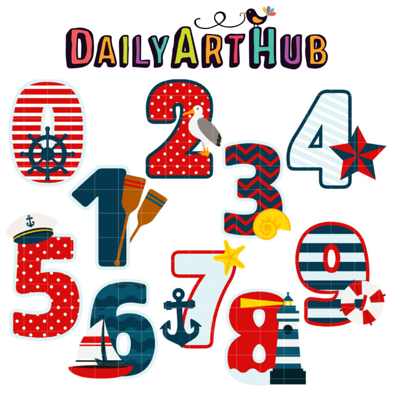 Nautical Numbers Clip Art Set – Daily Art Hub // Graphics, Alphabets & SVG