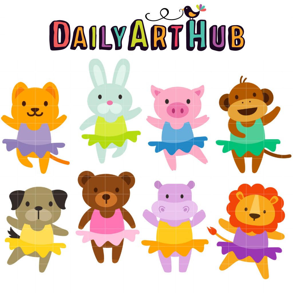 Animals in Tutu Clip Art Set – Daily Art Hub // Graphics, Alphabets & SVG