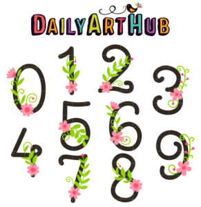 Floral Numbers Clip Art Set – Daily Art Hub // Graphics, Alphabets & SVG