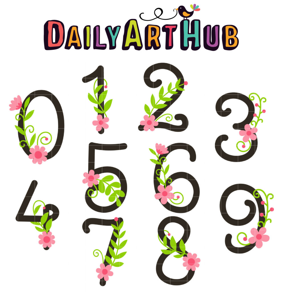 Floral Numbers Clip Art Set – Daily Art Hub // Graphics, Alphabets & SVG