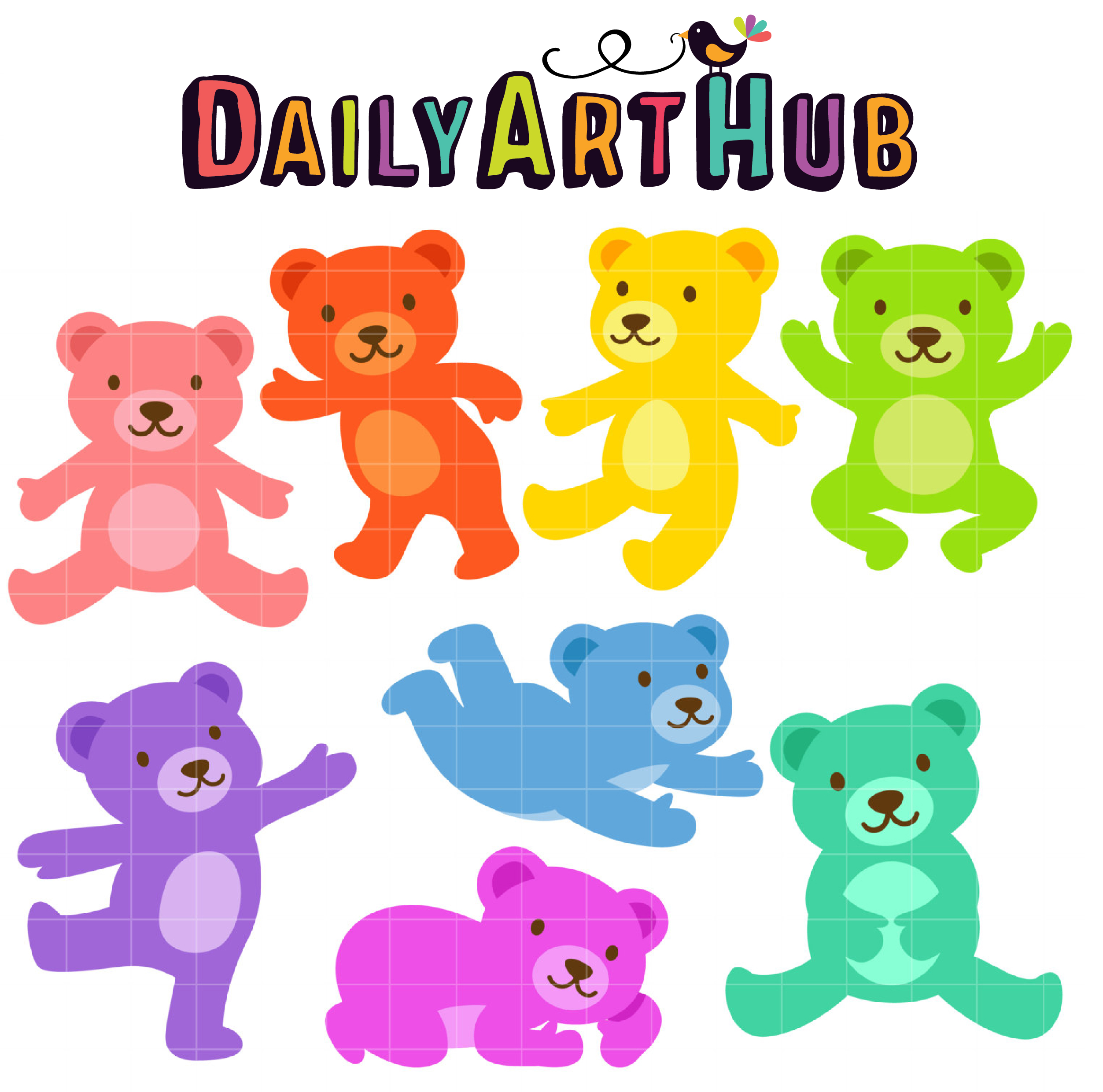 Rainbow Bears Clip Art Set – Daily Art Hub – Free Clip Art Everyday